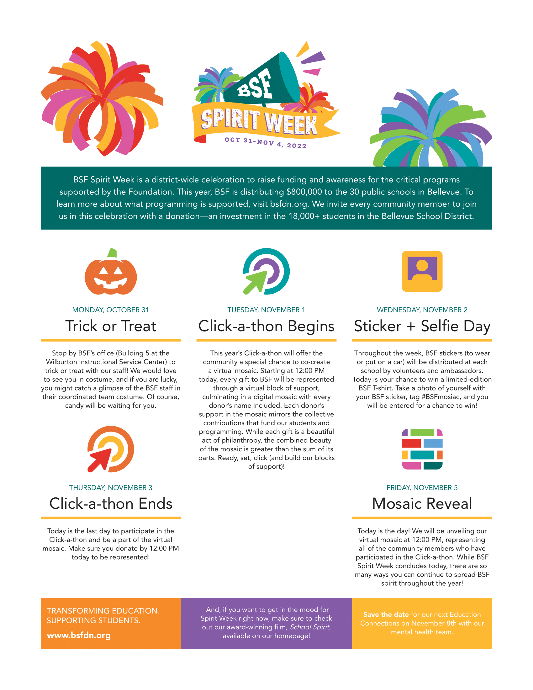 BSF Spirit week Starts October 31st – CHERRY CREST ELEMENTARY PTSA